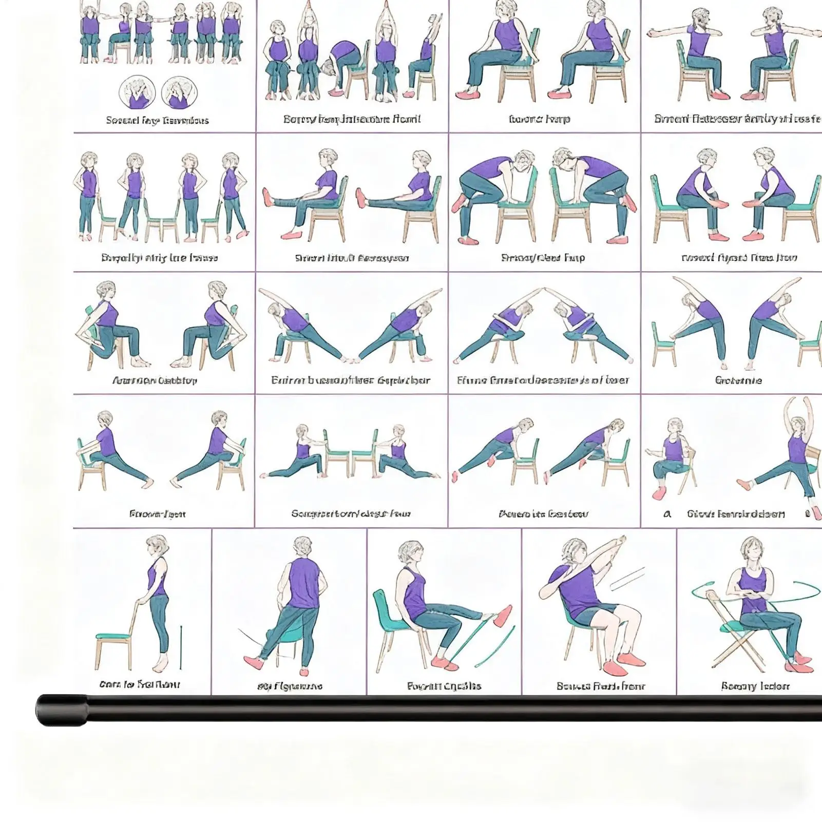 Chair Exercise Chart For Seniors Foldable Multiple Poses Wall Mount ...