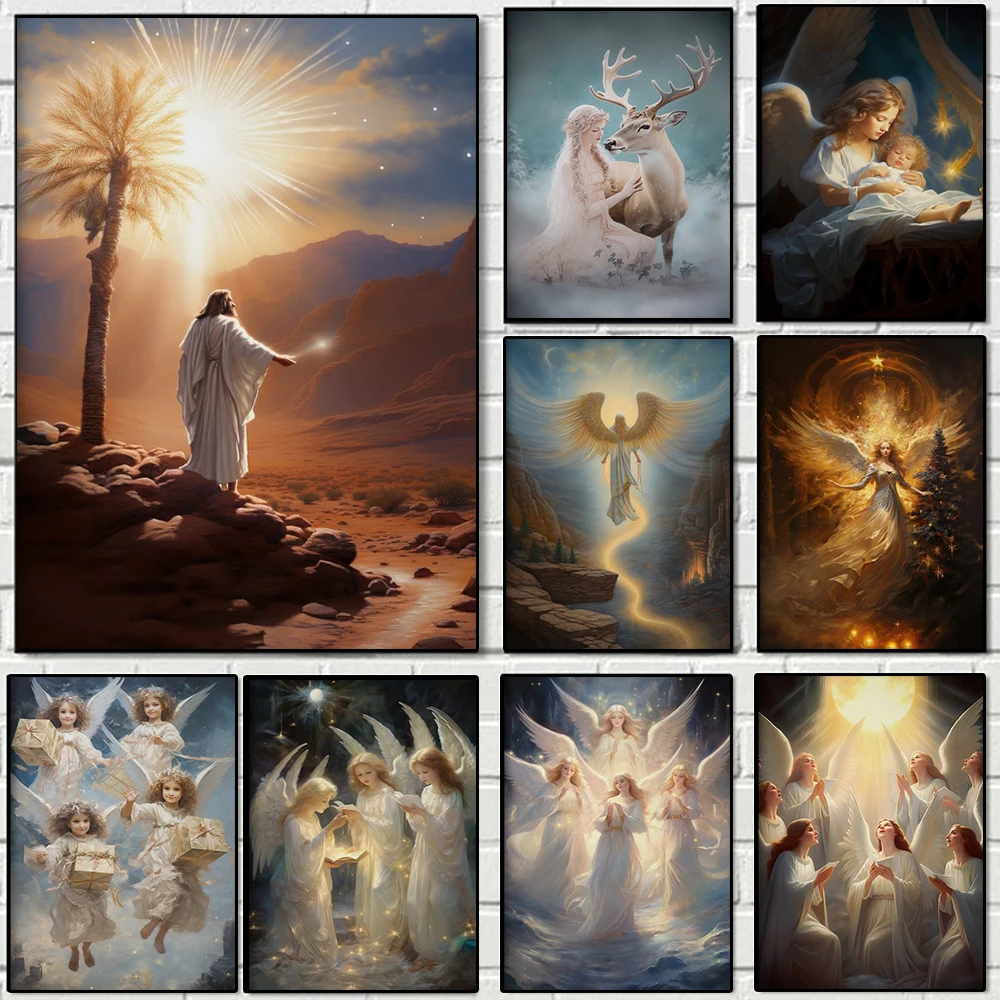 Guardian-Magic-Snow-Angel-Posters-Painting-Jesus-Christ-Religious ...