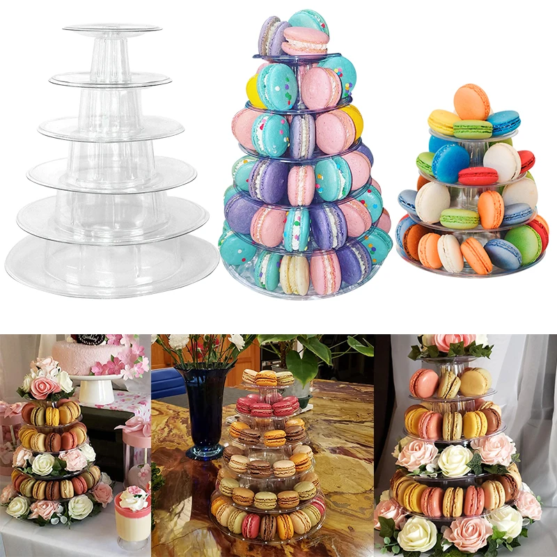 4/6 Layer Macaron Display Stand Cupcake Tower Rack Cake Stands PVC Macaron Tower Stand Fondant ...
