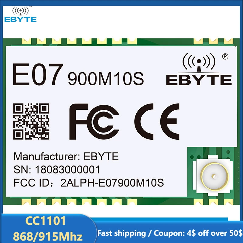 TI CC1101 Wireless RF Module 868Mhz 915Mhz E07-900M10S IPEX/Stamp Hole ...
