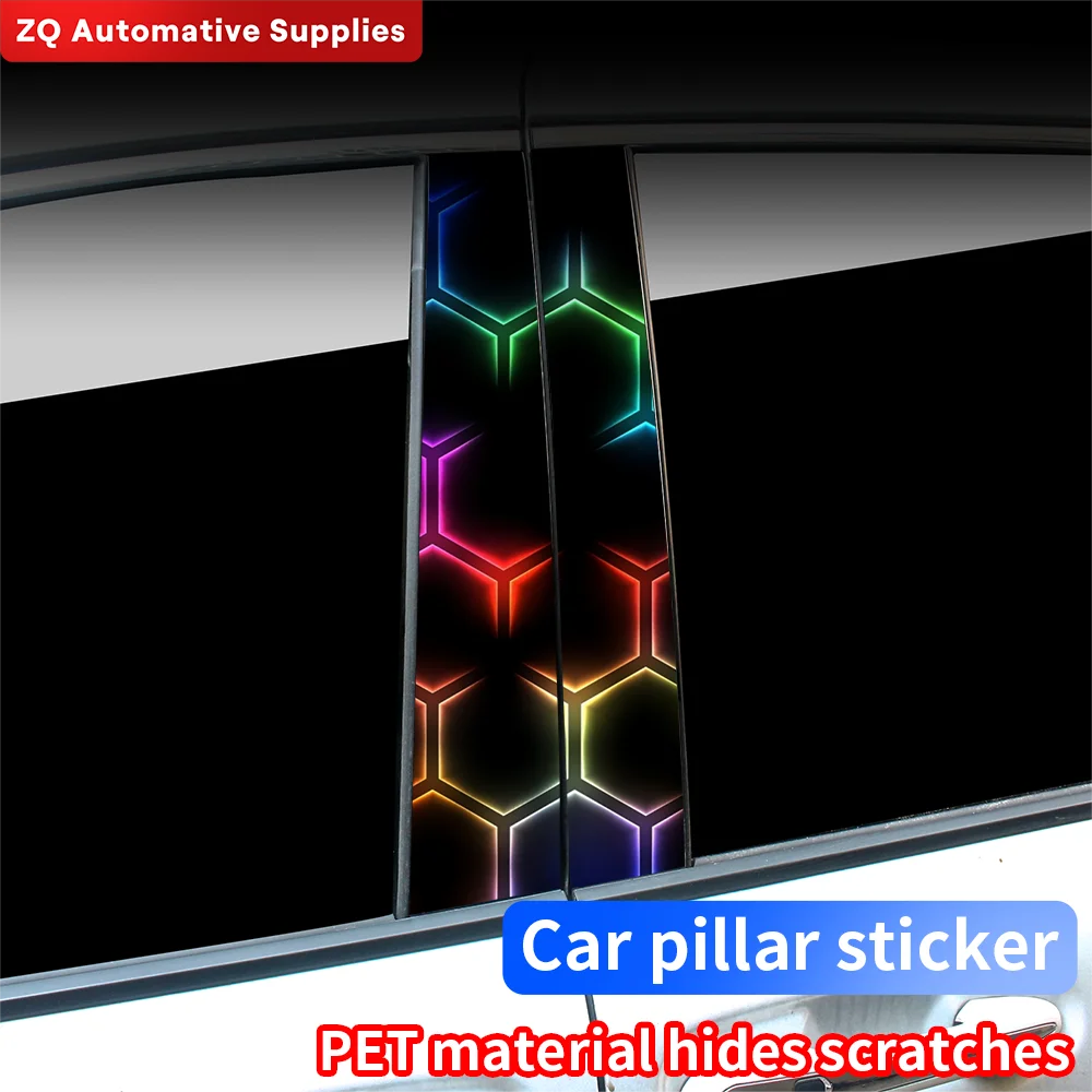 Honeycomb-Rainbow-Car-Stickers-Auto-B-pillar-Car-Center-Column ...