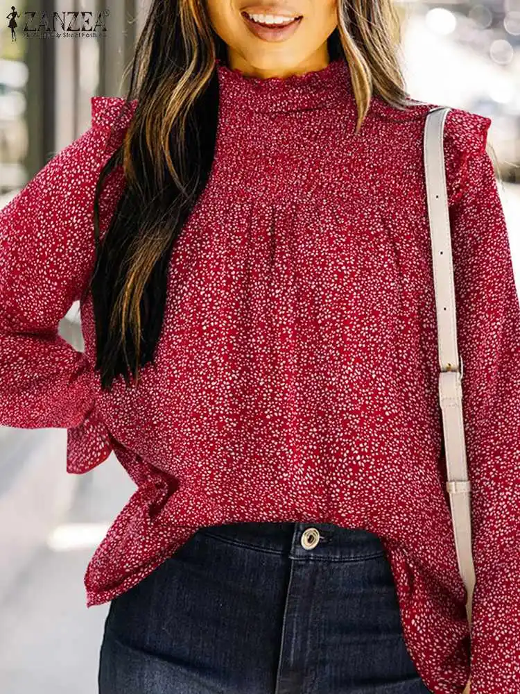 Women-Autumn-Blouses-ZANZEA-2022-Stylish-Print-Shirts-Floral-Long ...