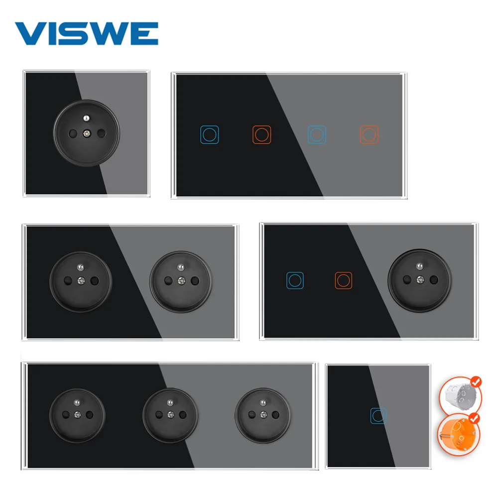 French Electrical Power Socket | French Standard Glass Socket - Wall ...