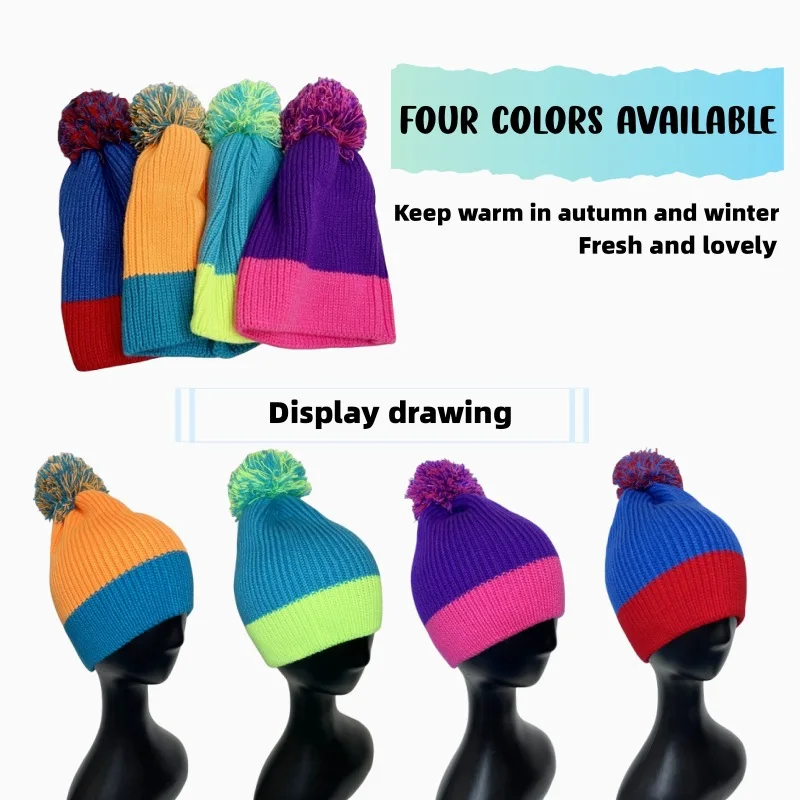 New-Hairball-Knitted-Hat-Women-Autumn-and-Winter-Warm-Candy-Color ...