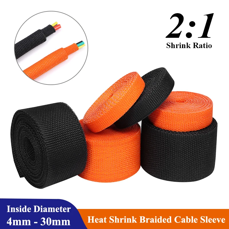 1-50m-PET-Braided-Cable-Sleeve-Heat-Shrink-Tube-Insulation-Flam ...