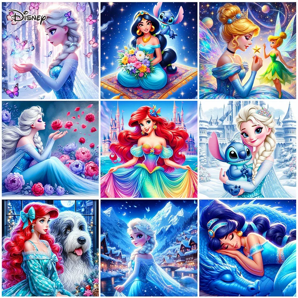 Disney-Diamond-Mosaic-Jasmine-Frozen-Elsa-Tinker-Bell-Embroidery-Ariel ...