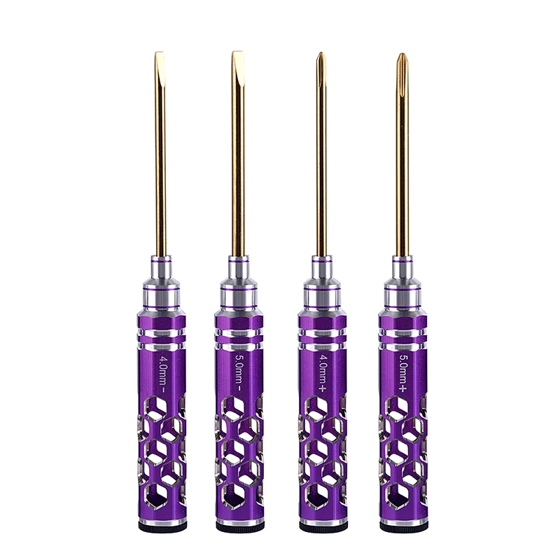 Cross-head-Screwdriver-4-piece-Hollow-Out-Purple-Handle-Driver-Flathead ...