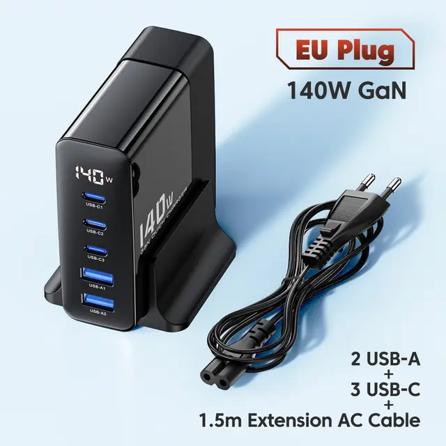 Toocki 140W USB Charger Multi Port USB Charging Station GaN Fast Charge ...