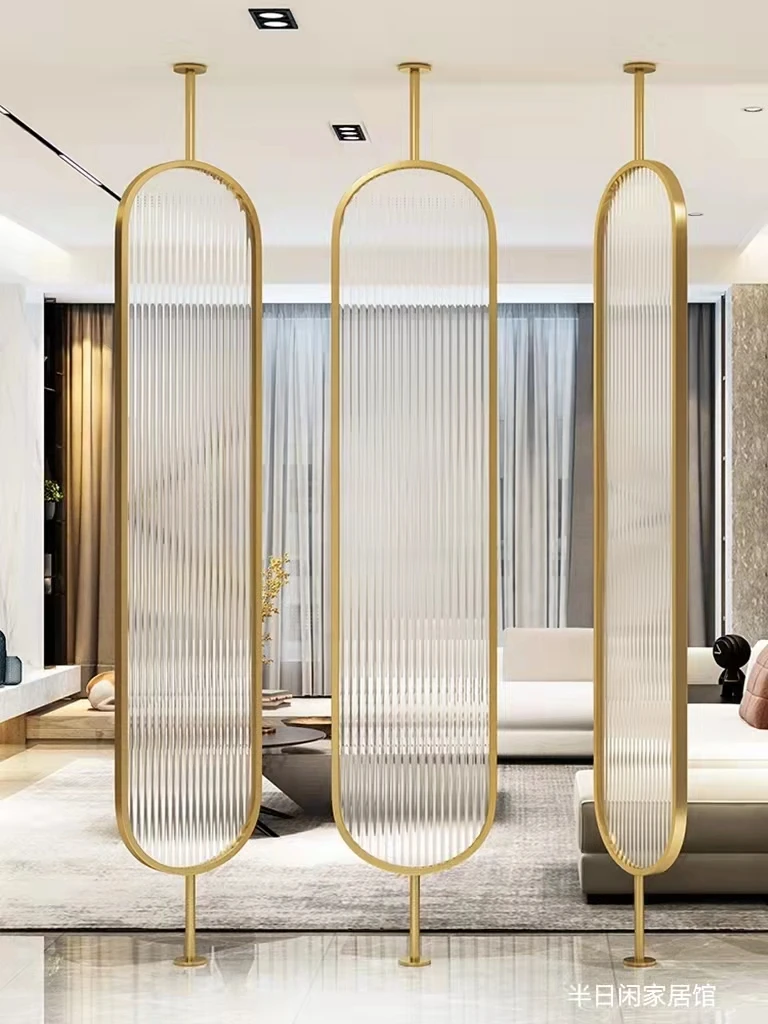 Custom-glass-screen-partition-light-luxury-stainless-steel-rotatable ...