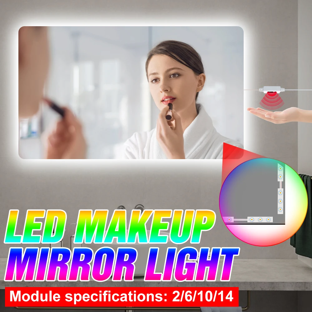 Usb Led Makeup Table Mirror Lamp Bathroom Vanity Light Hand Sweep ...