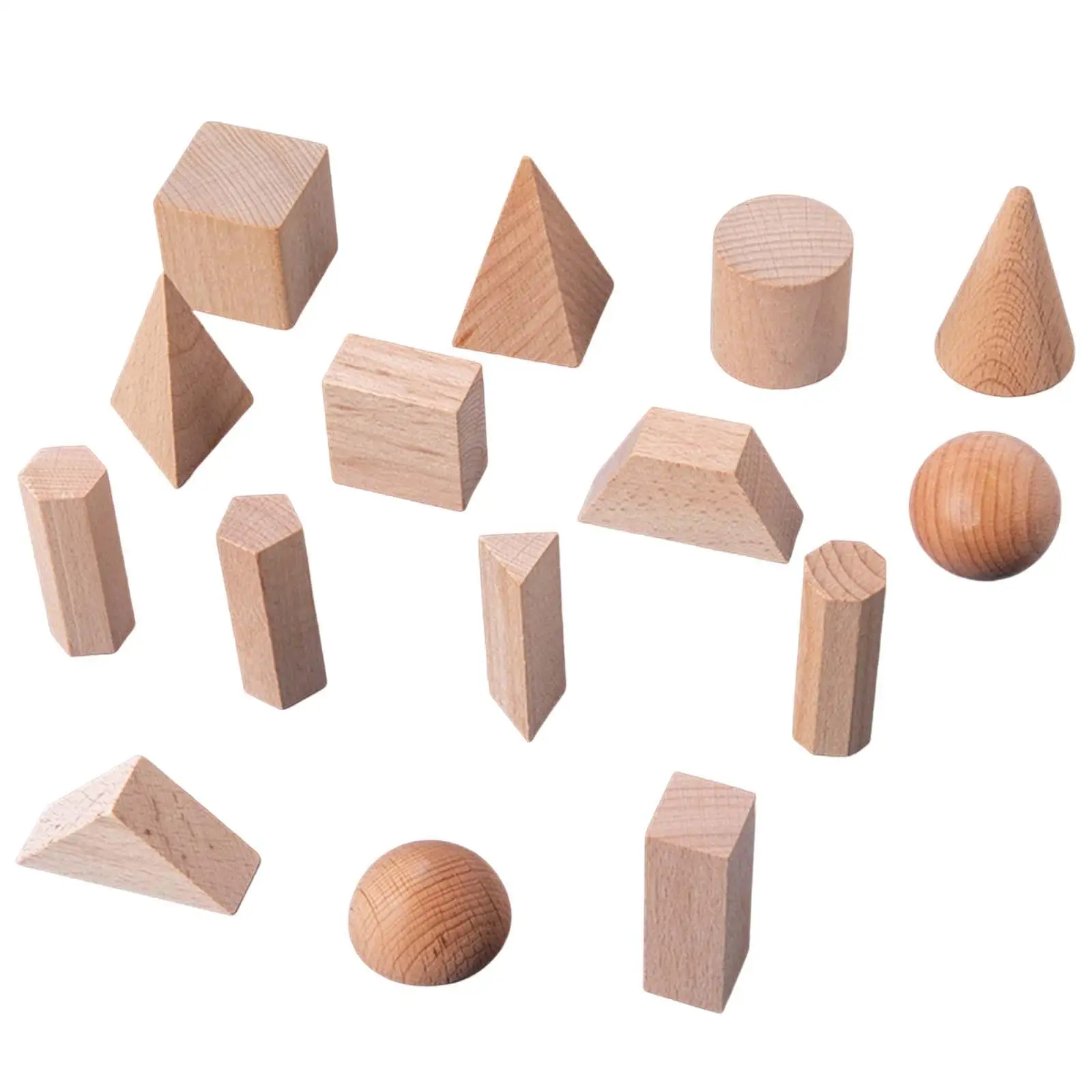 15-Pieces-Wooden-Geometric-Solid-Blocks-3D-Shapes-Learning-Education ...