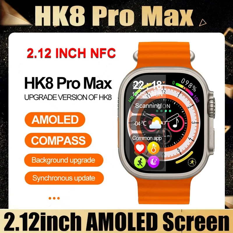 HK8 PRO MAX reloj inteligente para hombre y mujer, pulsera con brújula ...