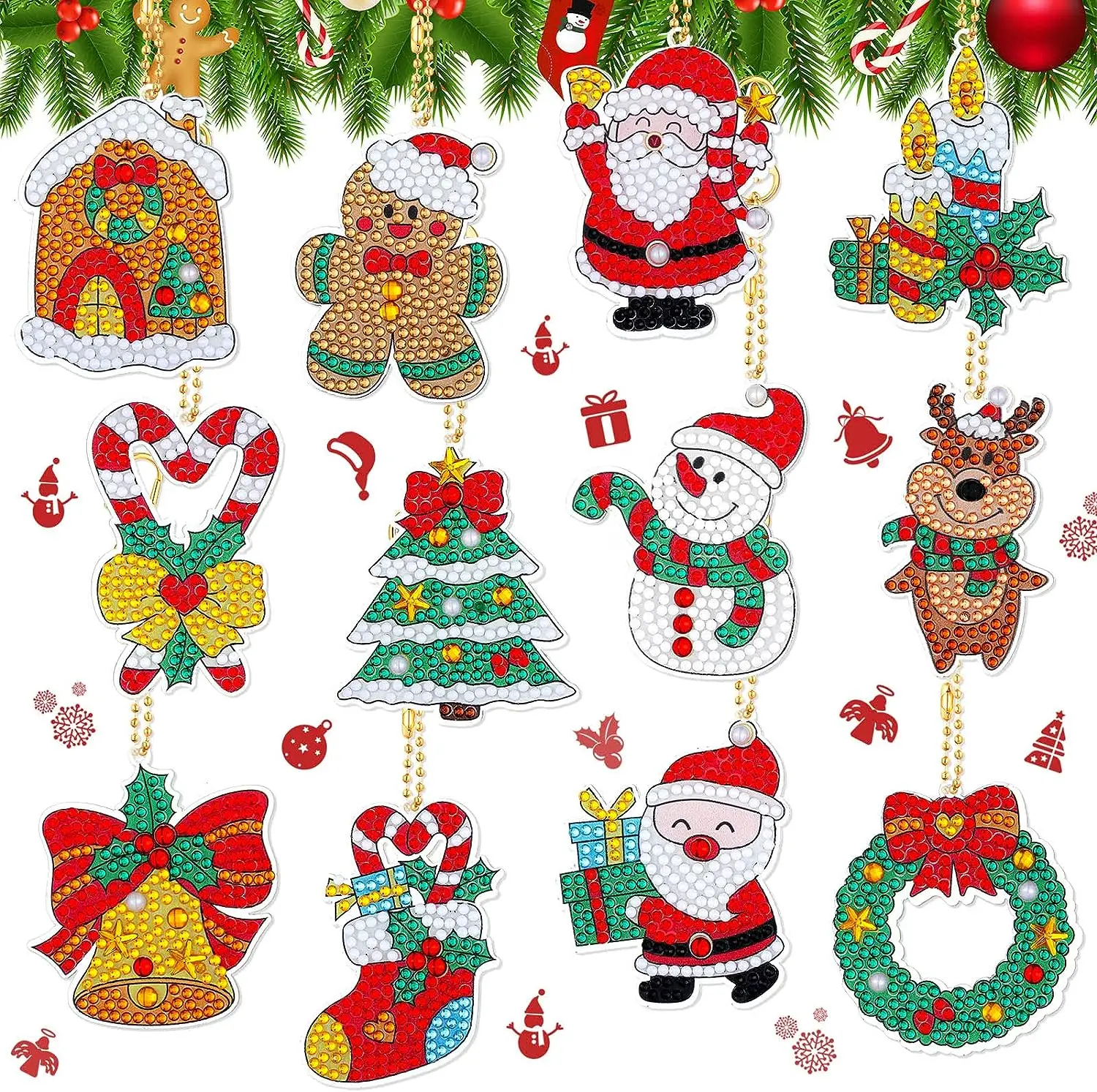 12pcs-set-DIY-Diamond-Painting-Christmas-Keychains-Double-Sided-Crystal ...