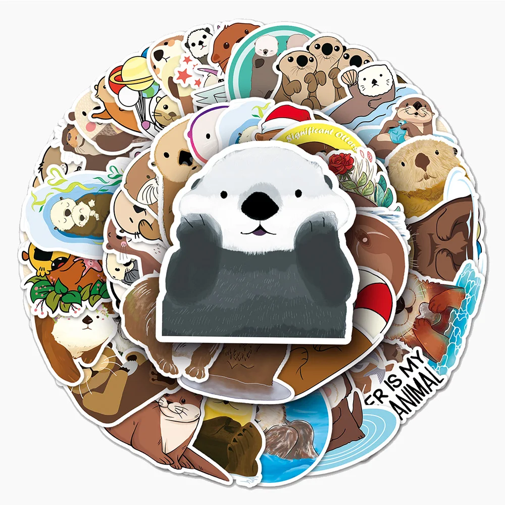 10/30/50pcs Cute Cartoon Otter Stickers Graffiti Decals DIY Laptop ...