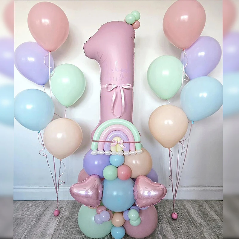 52Pcs-Macaron-Pink-Balloons-Love-heart-Rainbow-Balloons-Princess-Theme ...