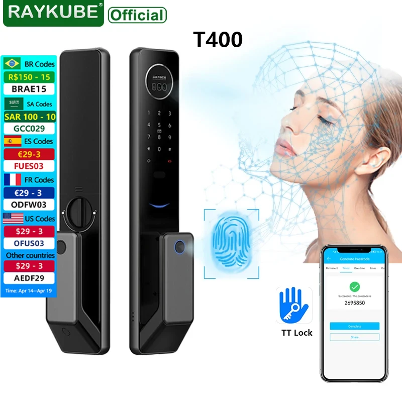 2023-NEW-RAYKUBE-T400-Full-auto-Advanced-TT-Lock-3D-Face-Recognition ...
