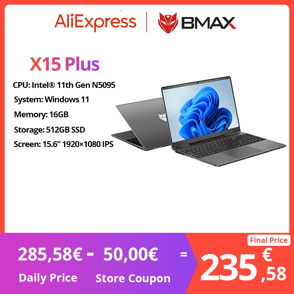 BMAX-ordenador-port-til-X15PLUS-N5095-Notebook-de-15-6-pulgadas-16GB-de ...