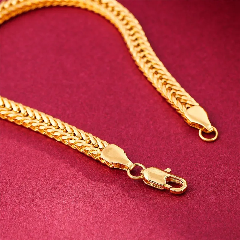 Fashion-8MM-Copper-Cuban-Link-Chain-Bracelet-Bangle-High-Quality-Gold ...