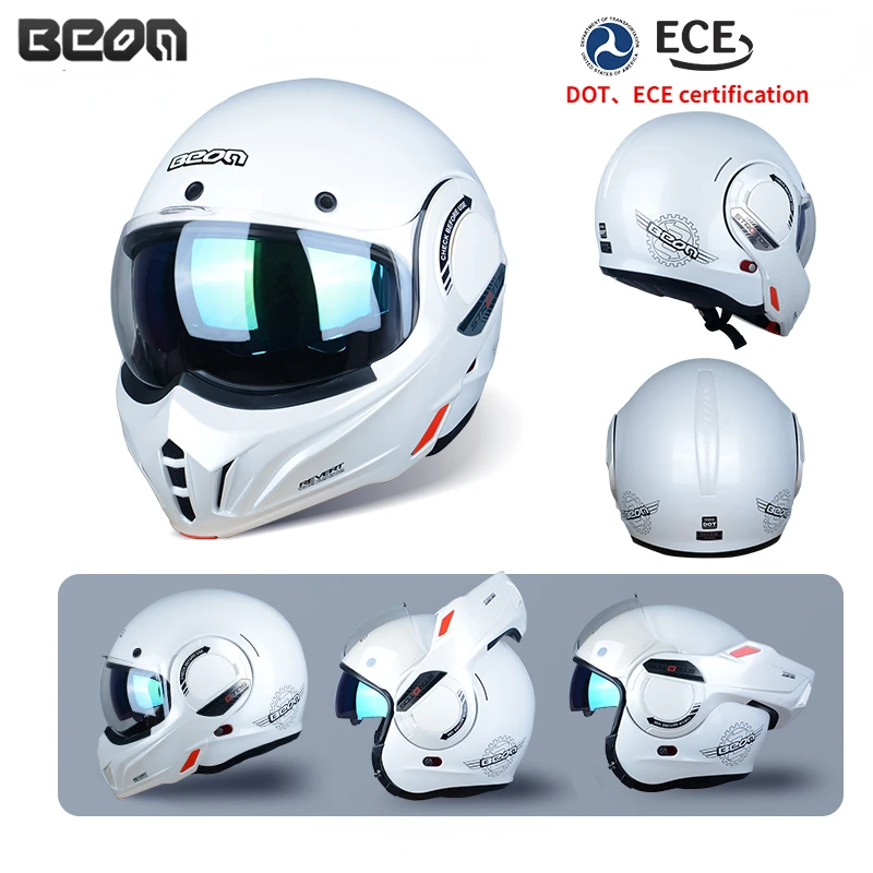 BEON-Motorcycle-Rear-Flip-Up-Helmet-Vintage-Motorcycle-Helmet-Four ...