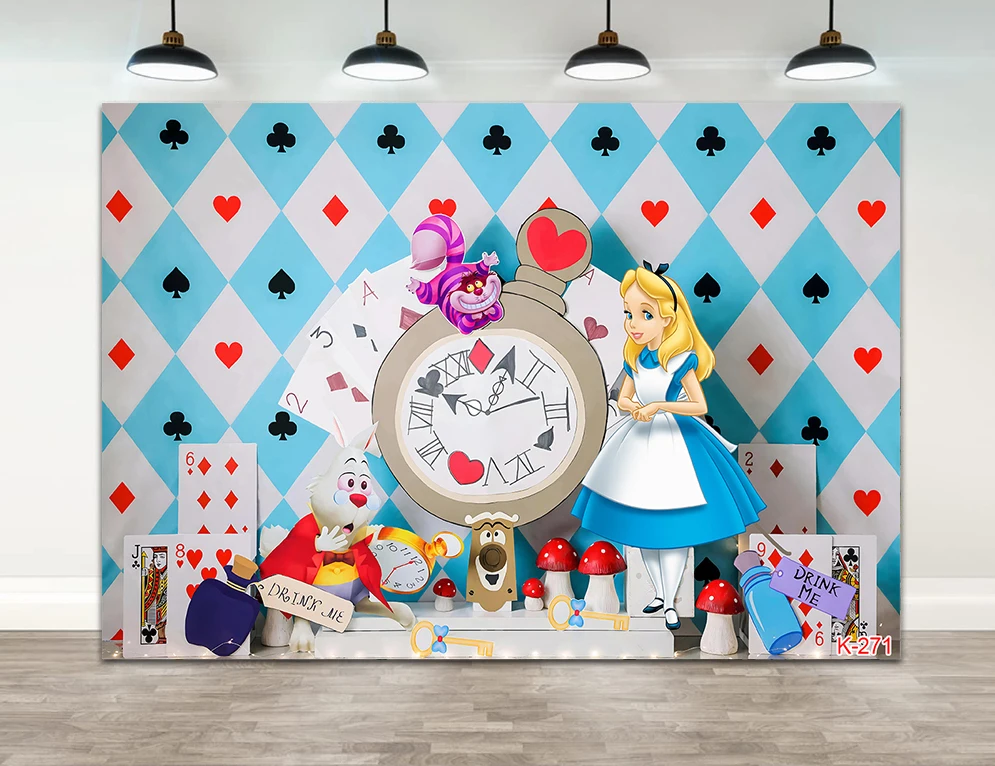 Alice In Wonderland Checkerboard Backdrop Happy Girl Baby Shower ...