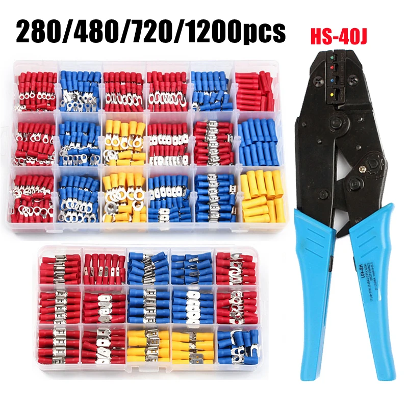 280/1200x Spade Terminals Insulated Cable Connector Electrical Wire Crimp Butt Ring Fork Set ...