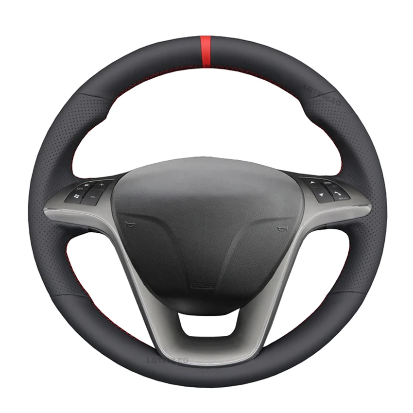 Black-Faux-Leather-No-slip-Car-Steering-Wheel-Cover-Braid-for-Lancia ...