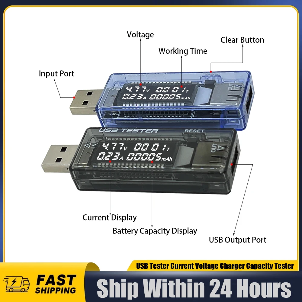 USB-Tester-Current-Voltage-Charger-Capacity-Tester-Volt-Current-Voltage ...