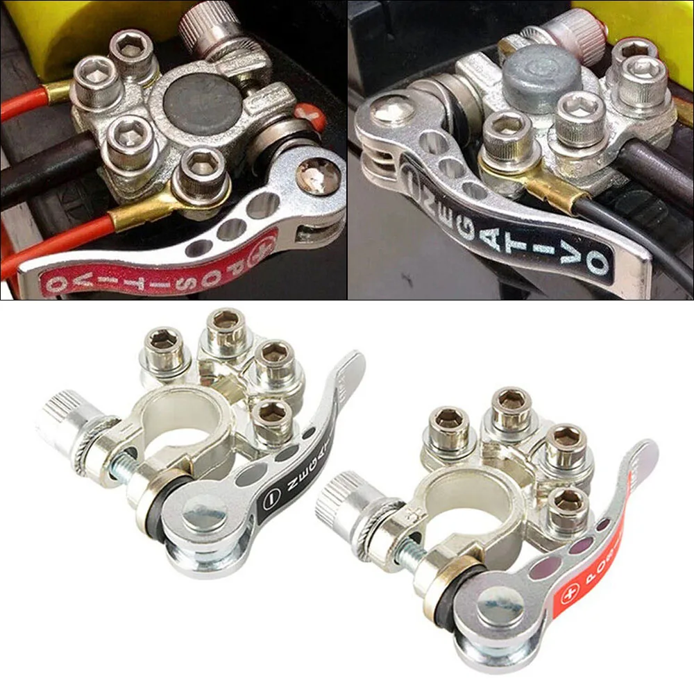 1 Pair Car Battery Terminal Kit 12V 24V Quick Release Wire Cable Clamp Disconnect Connectors ...