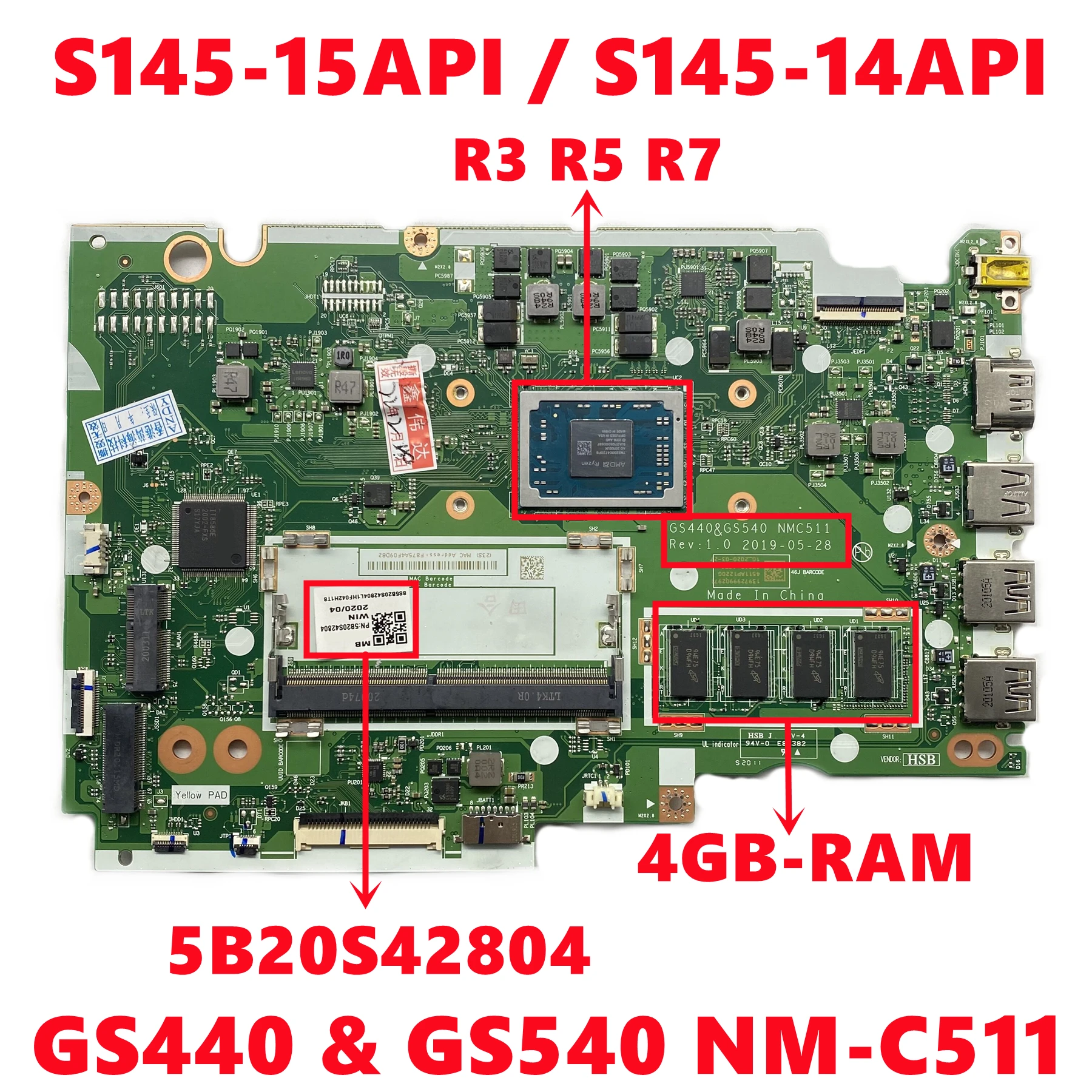 Placa-m-e-port-til-para-Lenovo-IdeaPad-GS440-e-GS540-NM-C511-Mainboard ...