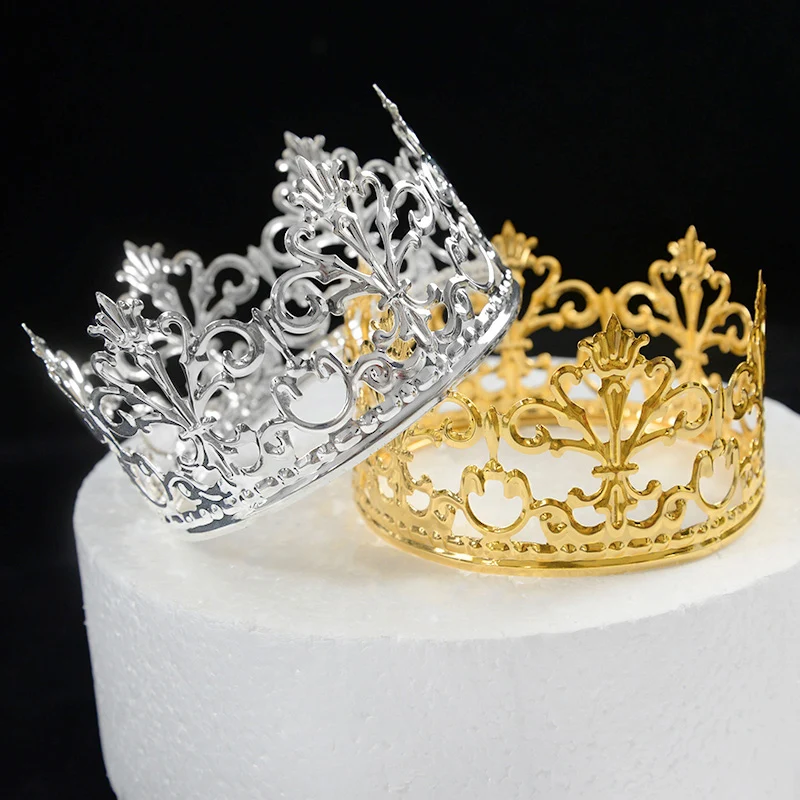 Corona-de-Reina-hueca-dorada-y-plateada-adorno-elegante-para-pastel-de ...