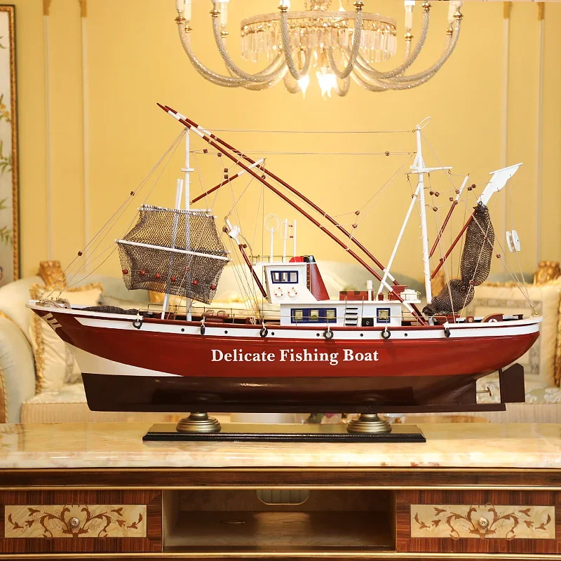 Finished-Wooden-Fishing-Boat-Model-Simulated-Sailboat-Decoration ...