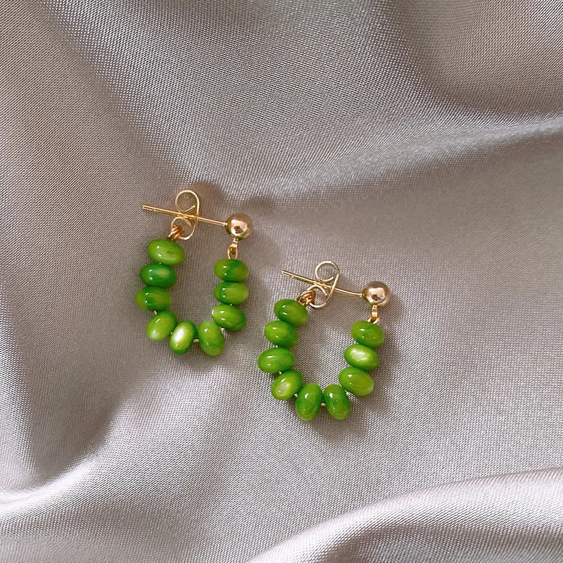Korean-New-Trendy-Studs-Earrings-For-Women-Elegant-Green-Color-Earrings ...