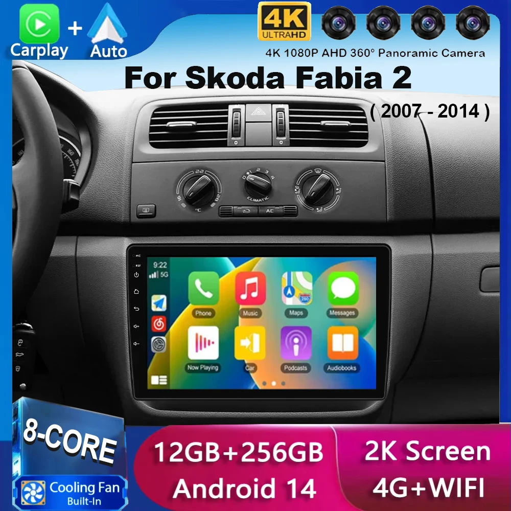 Android 15 Carplay Auto For Skoda Fabia 2 2007-2012 2013 2014 Car Radio ...