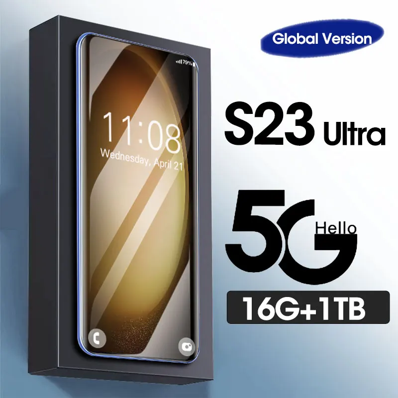 Smartphone S23 Ultra Android 4G/5G Celular 6.8 Polegada Tela Cheia Face ...