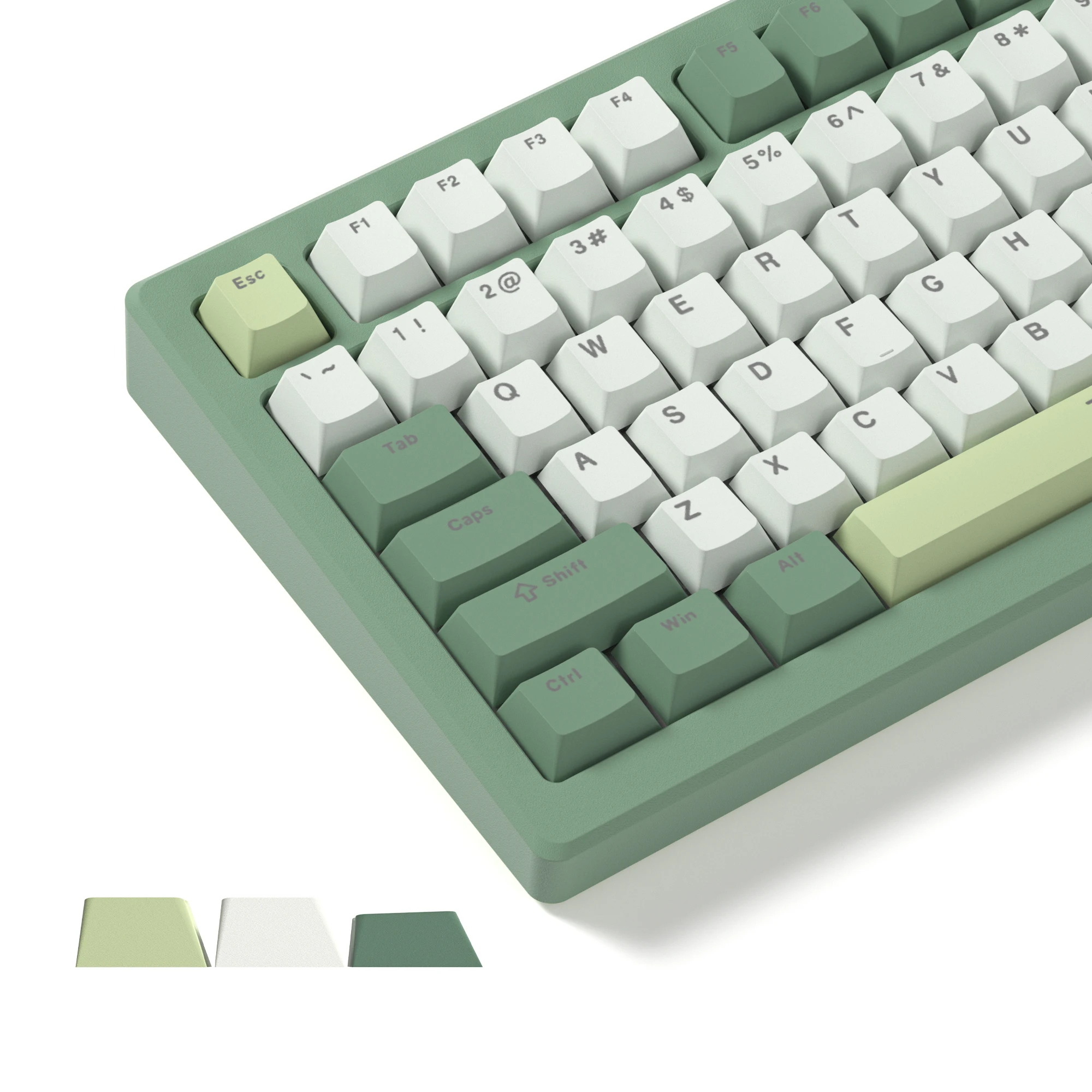 140-Keys-Green-White-RGB-Shine-Through-Keycaps-Cherry-Profile-Double ...