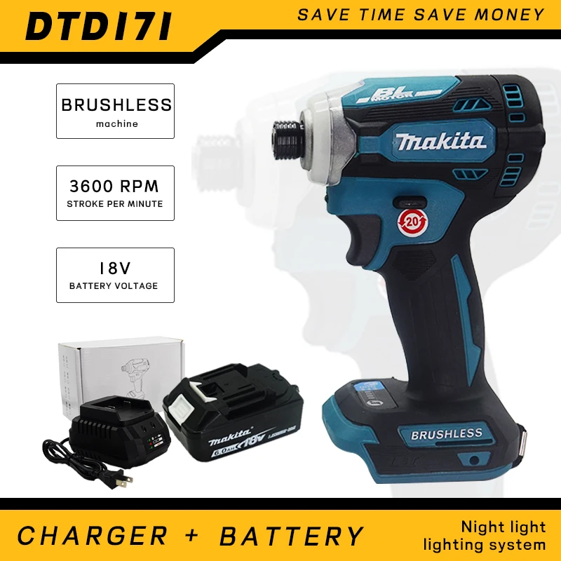 Makita DTD171 destornillador eléctrico sin escobillas, taladro con batería recargable Makita de ...
