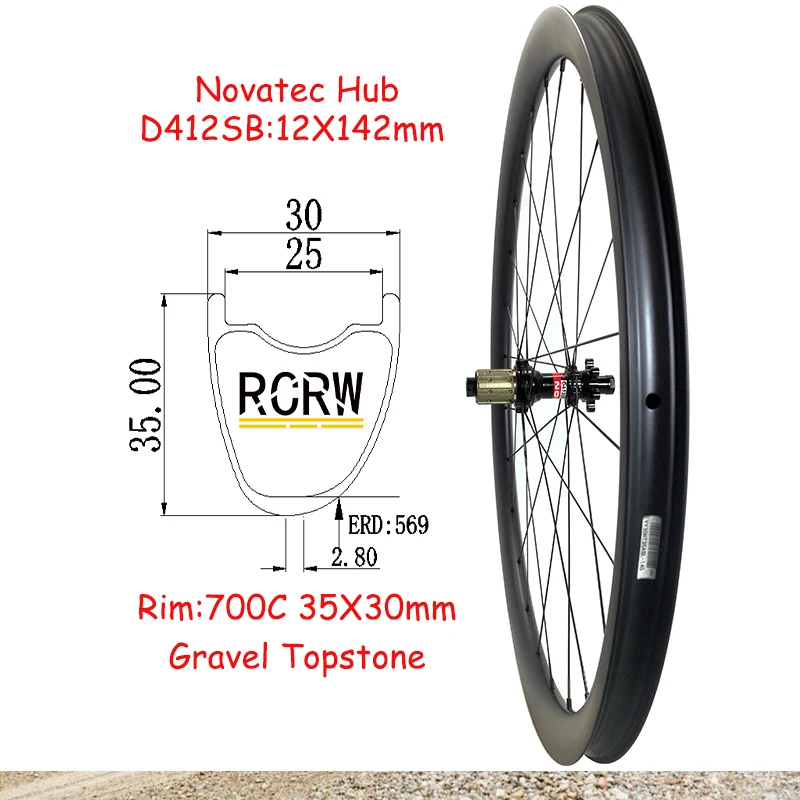 700C-Gravel-Road-35x30mm-Rear-Wheelset-Carbon-Rim-24Hole-Asymmetric ...