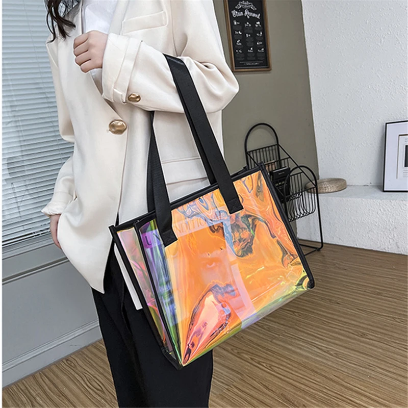 Ladies-Big-Square-Shoulder-Bag-Fashion-Simple-Women-Transparent-PVC ...