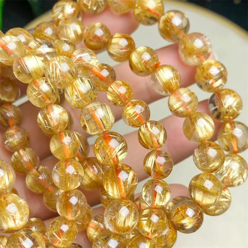 Natural-Gold-Rutilated-Quartz-Bracelet-Yellow-Hair-Crystal-Rutile-Men-s ...