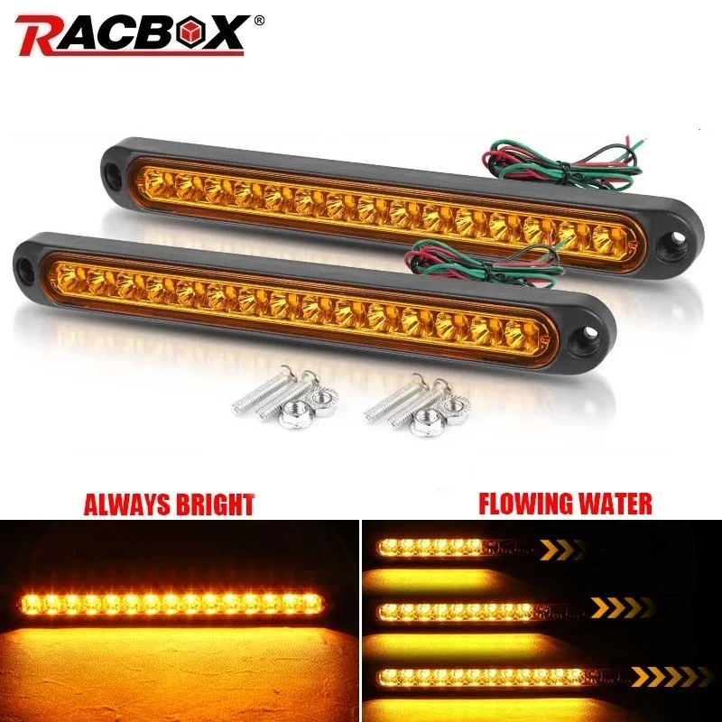 Trailer Turn Signal Light 15 LED Rear Tail Light 24V Amber Red Flowing ...