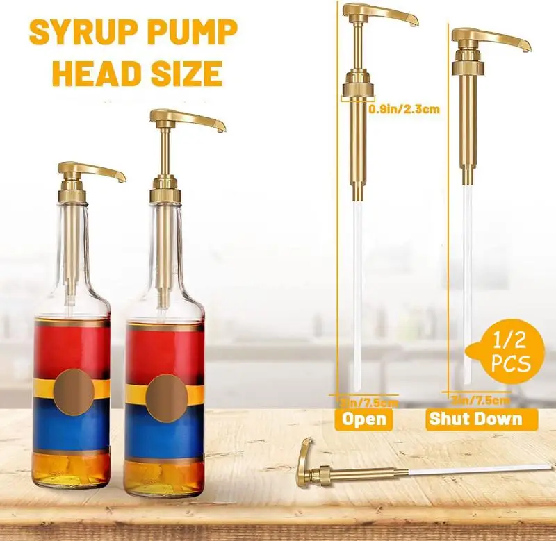 Syrup-Pump-Coffee-Syrup-Pump-Dispenser-Gold-Syrup-Pump-for-750ml-25-4oz ...