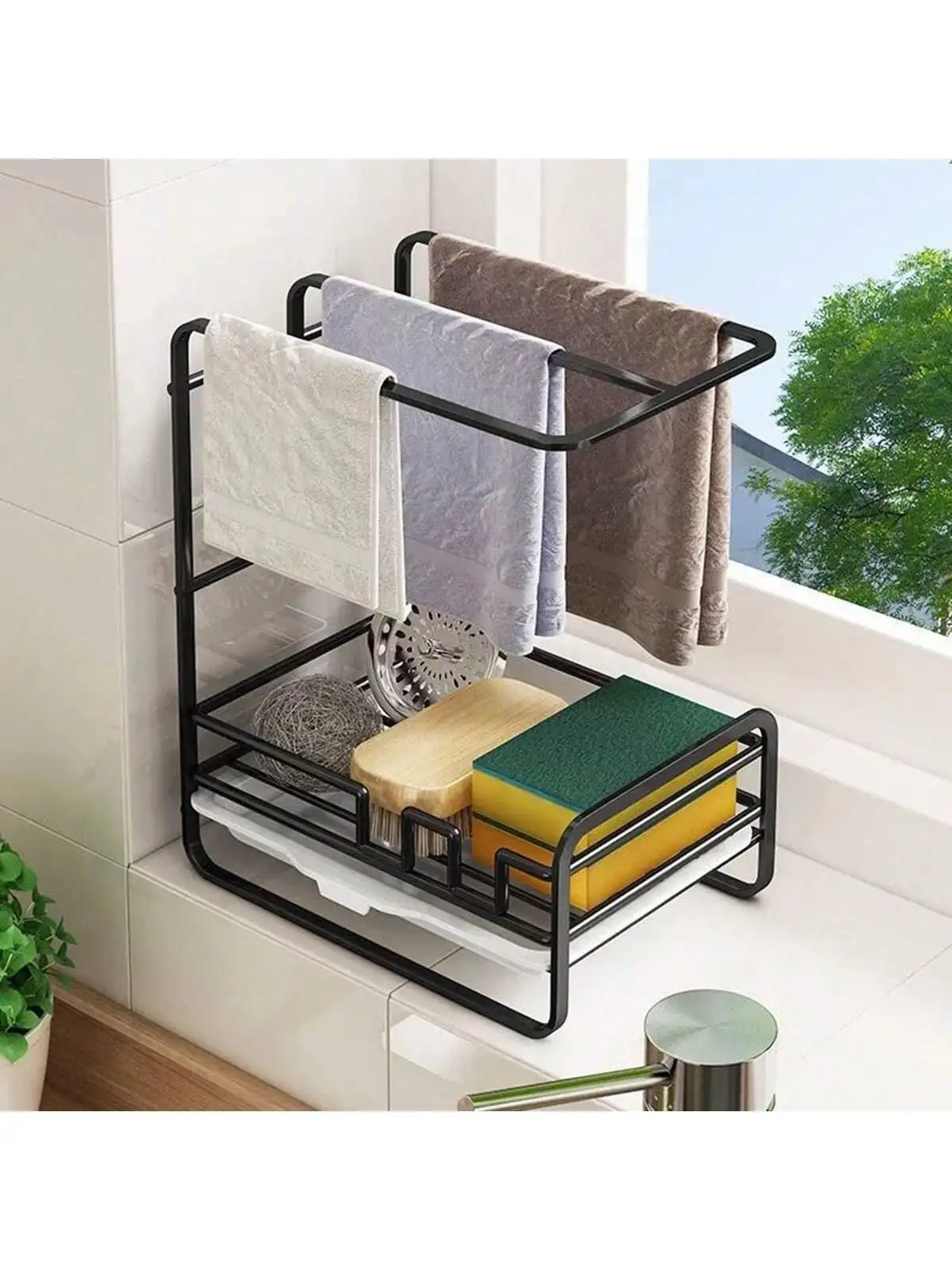 Kitchen-Storage-Rack-Towel-Sponge-Drain-Racks-Rag-Dishcloth-Rack ...