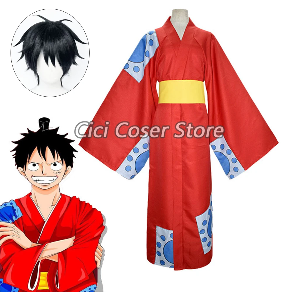 Japanese Anime Monkey D. Luffy Cosplay Costume Wig Wano Country Arc ...