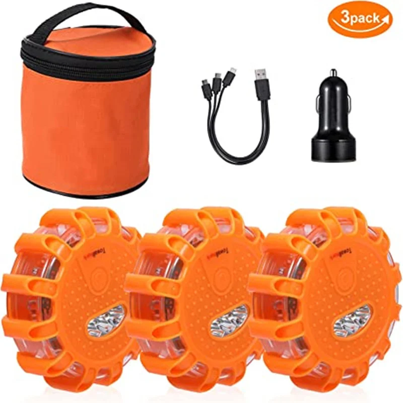 3-Pack-flasher-police-Rechargeable-LED-Road-Flares-Emergency-Lights ...