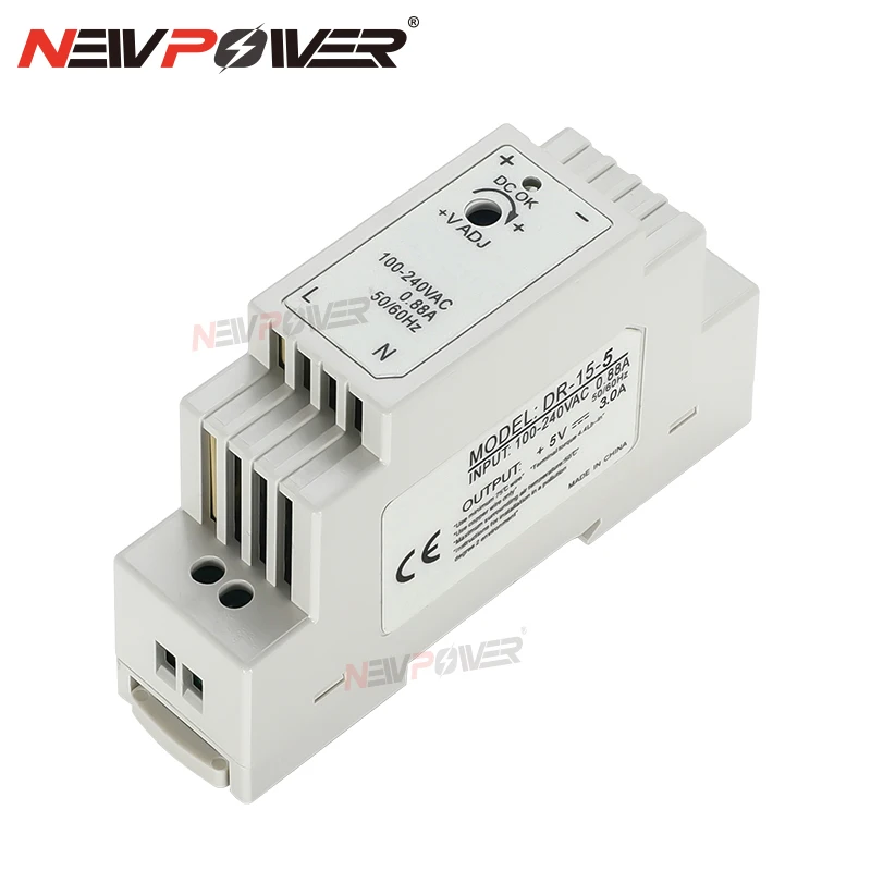 DR-15 Single Output 15W 5V 12V 15V 24V Industrial Din Rail Power Supply ...