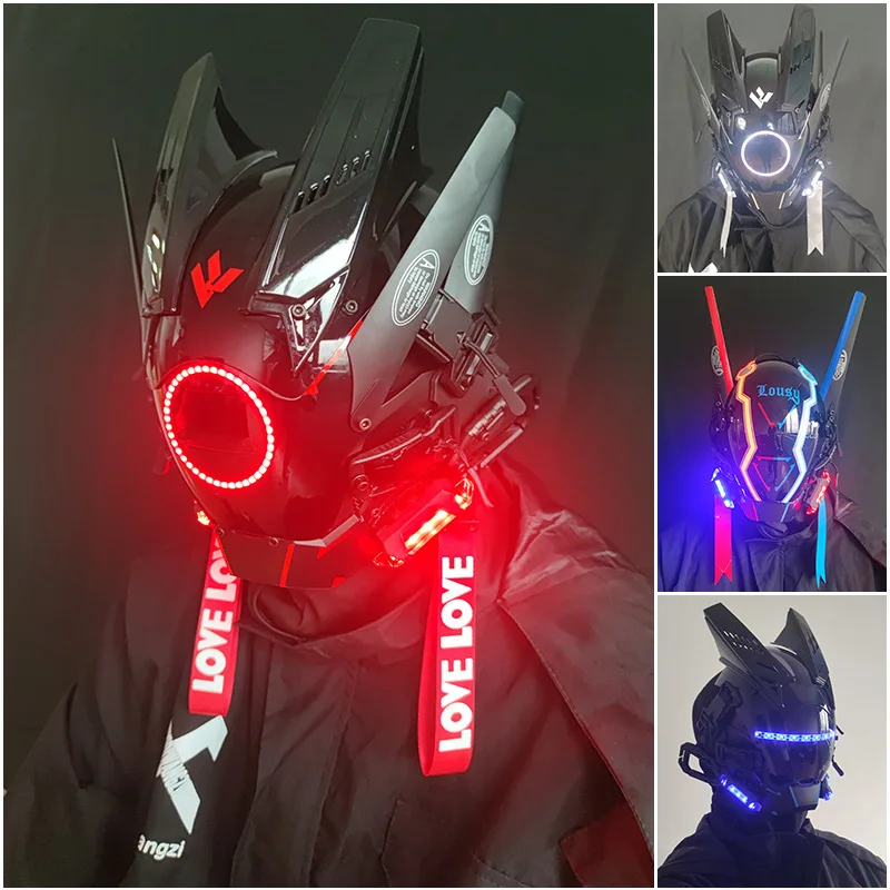 Cool-Light-Shinobi-Samurai-Mask-Helmet-Cosplay-Dreadlocks-Mask-With-Led ...