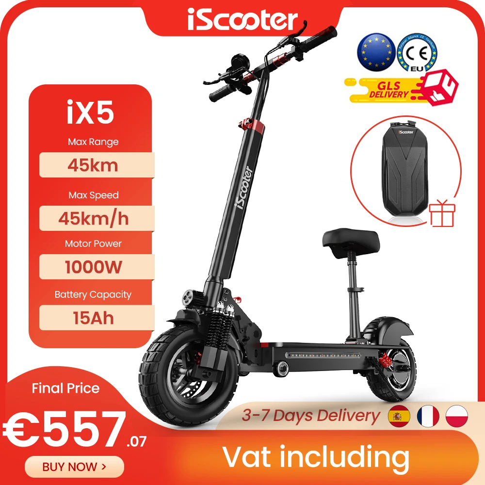 iScooter-iX5-Electric-Scooter-with-Seat-15Ah-1000W-Scooter-10inch-Anti ...