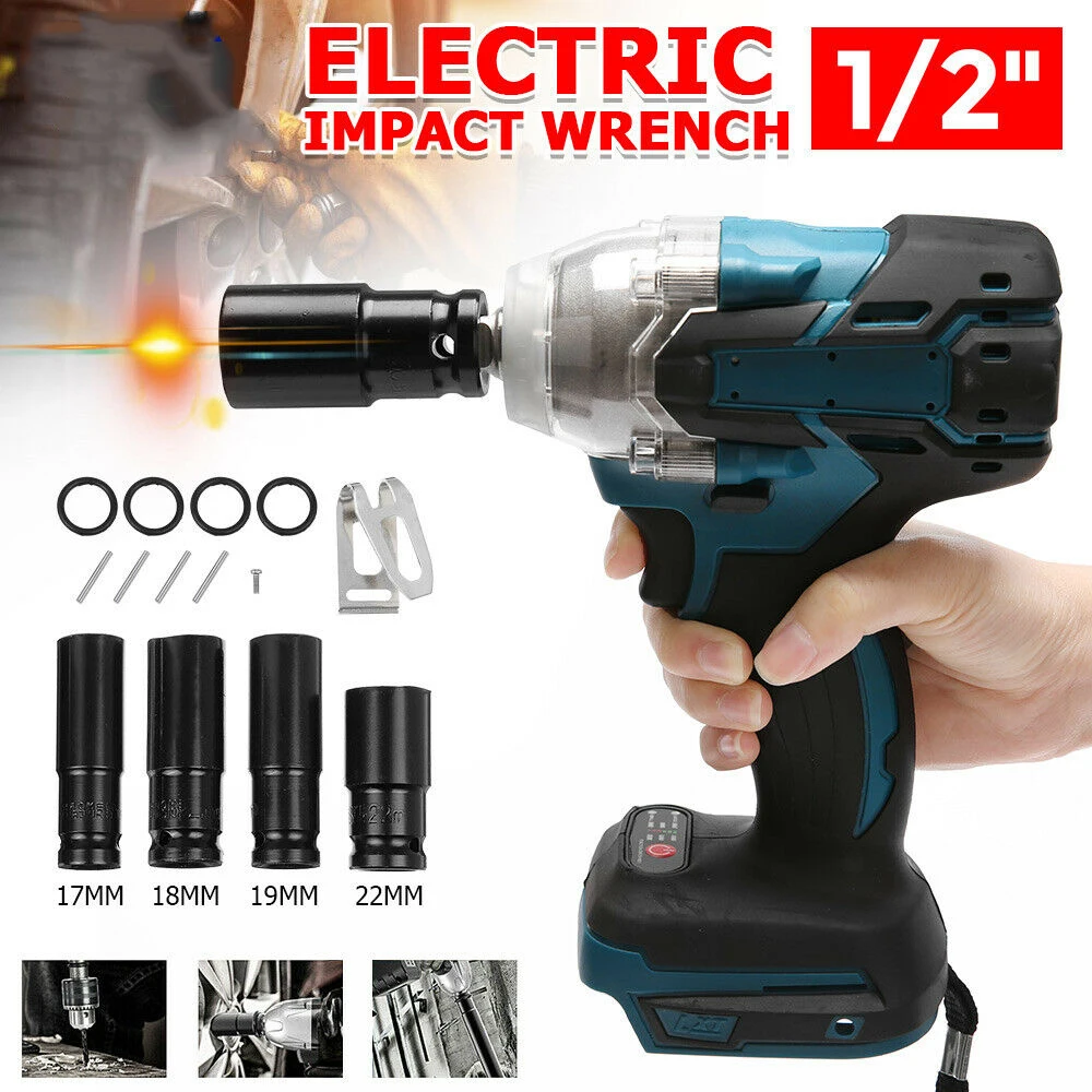 18V 520N.m Electric Impact Wrench Rattle Gun Screwdriver Speed Cordless ...
