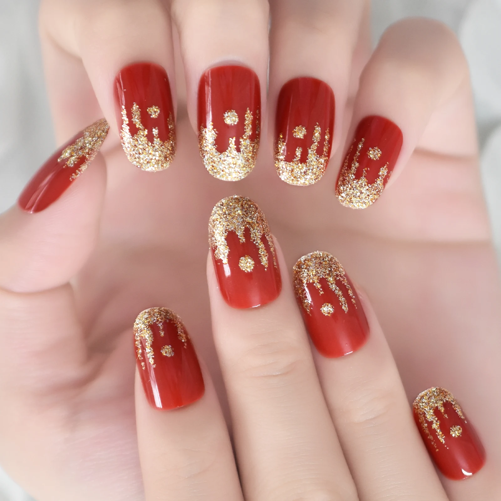 Red And Gold Nail Art
