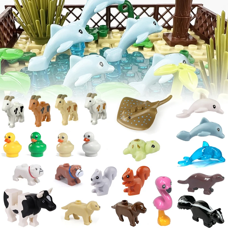 Farm-Ocean-Animal-MOC-Building-Blocks-Zoo-Bricks-Toys-New-Cow-Flamingo ...